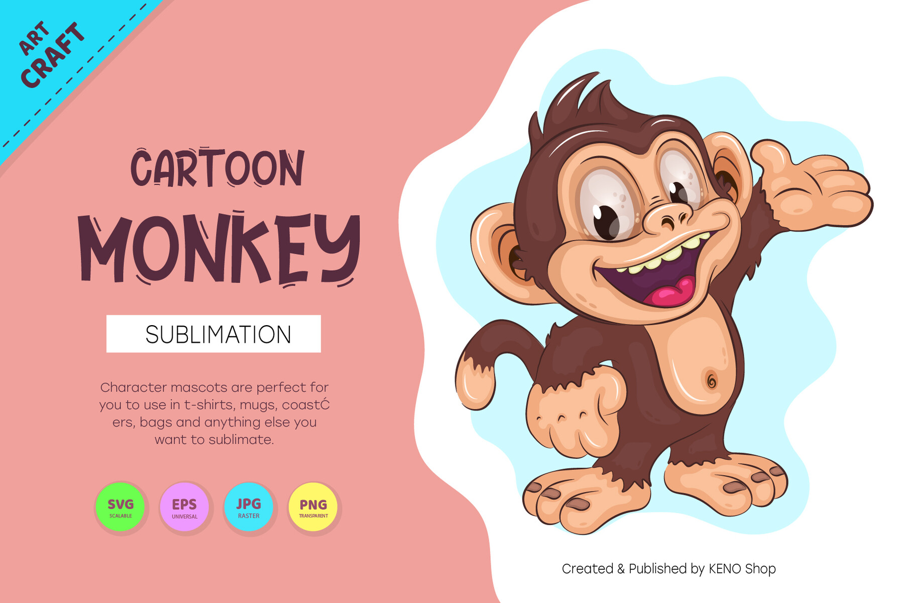 ArtStation - Cute Cartoon Monkey. Crafting, Sublimation. | Artworks