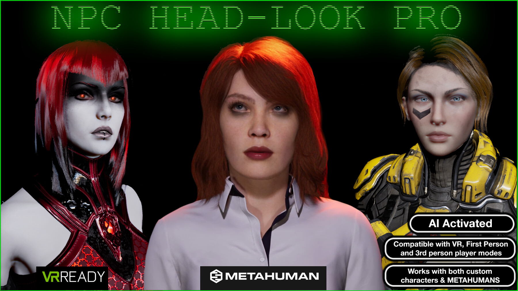 ArtStation - UE5 NPC Head - Look PRO ( AI Controlled Realistic Head and eye tracking Of Players ...