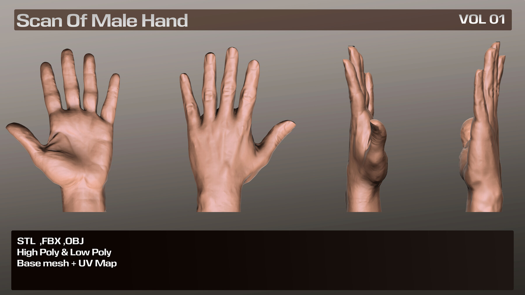 ArtStation - 3D Scan Real Male Hand VOL 01 | Resources