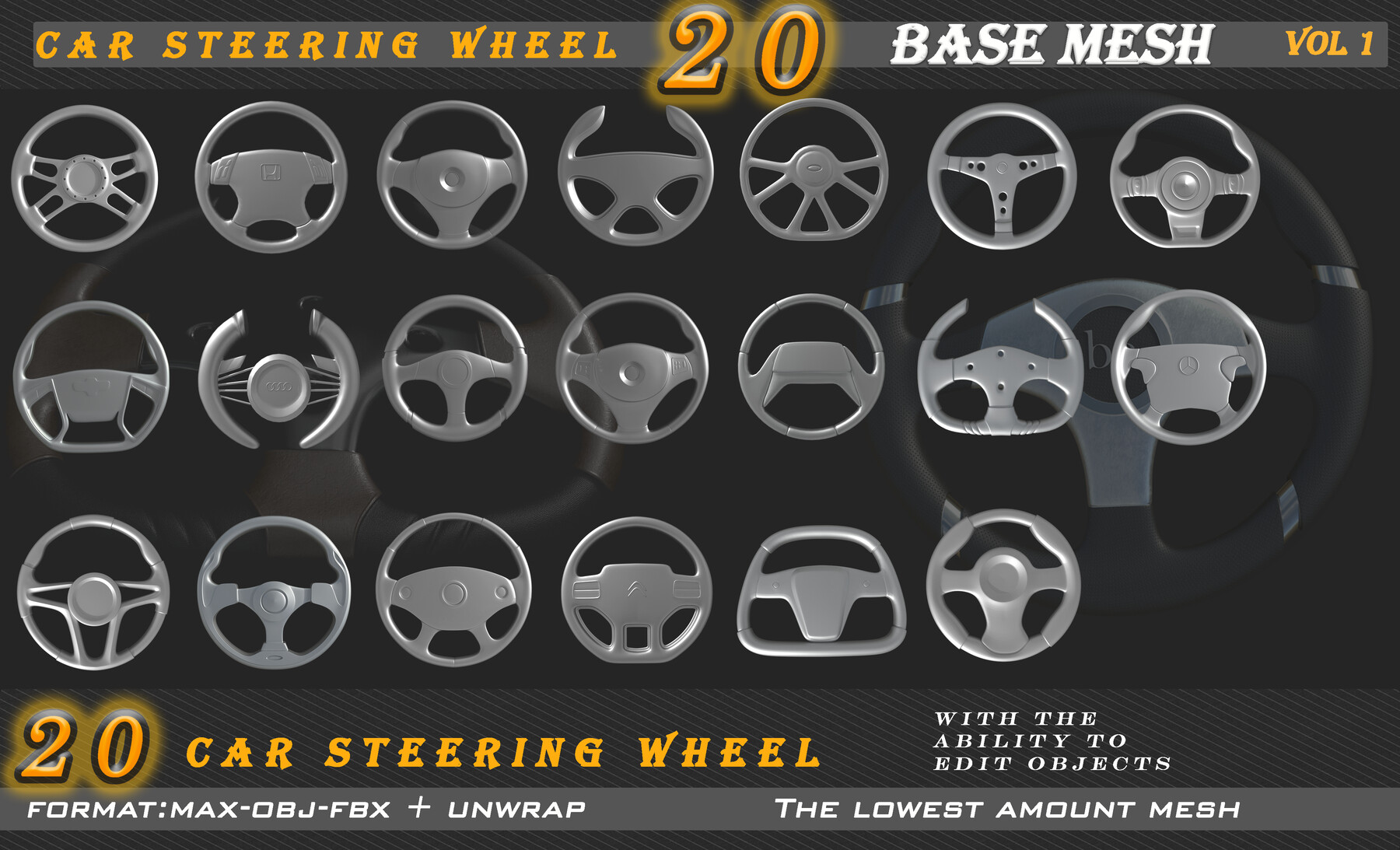 ArtStation - 20 car steering wheel | Game Assets