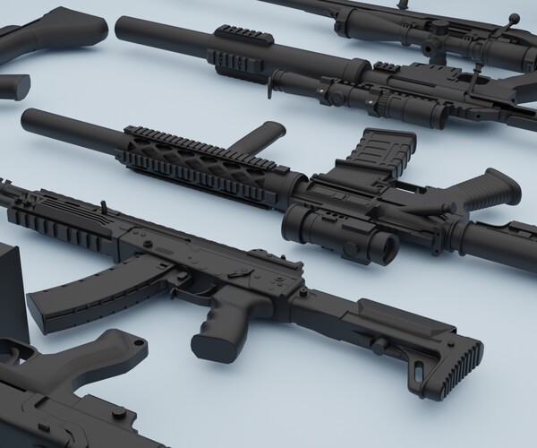 ArtStation - 3D Gun Kitbash Game Ready Vol.02 | Game Assets