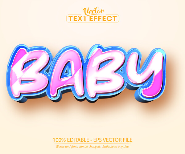 ArtStation - Cartoon text effect, editable baby text style | Artworks