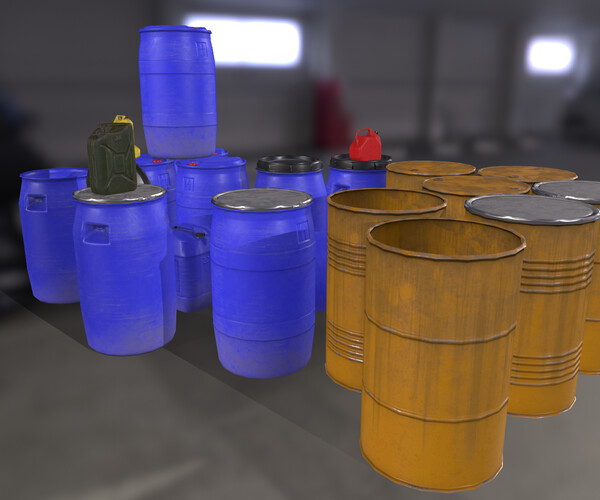 ArtStation - barrels and drums game props | Game Assets