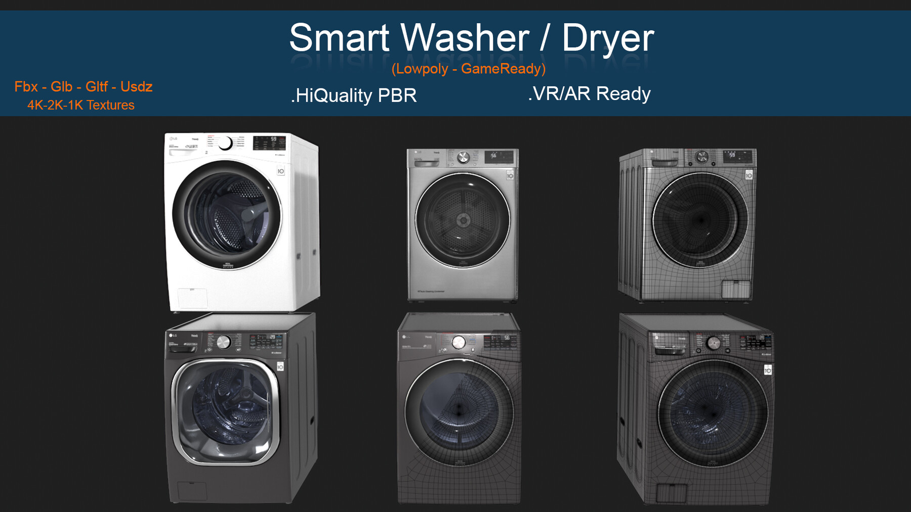 ArtStation - 3Dmodel PBR Smart Washer and Dryer | Game Assets