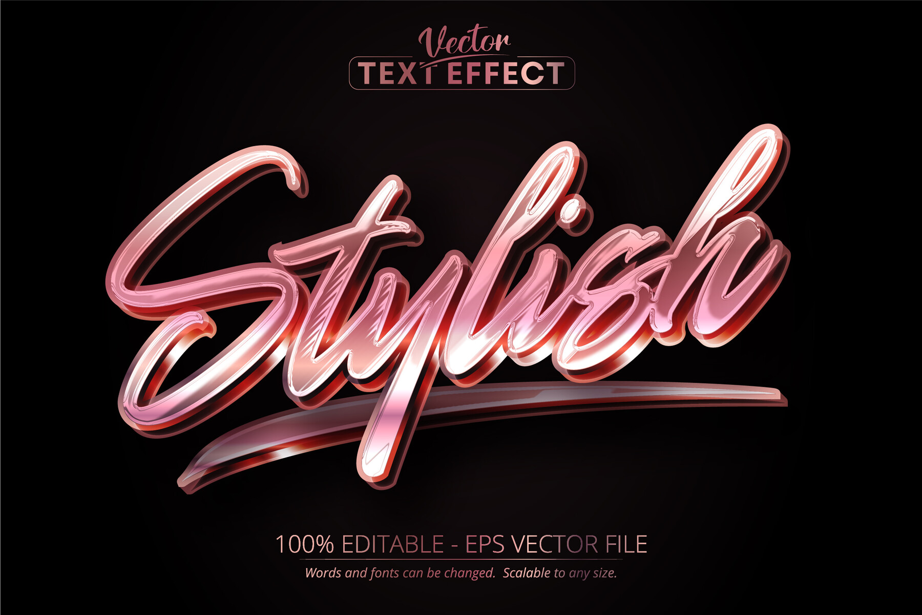 ArtStation - Rose gold text effect, editable shiny stylish color text ...
