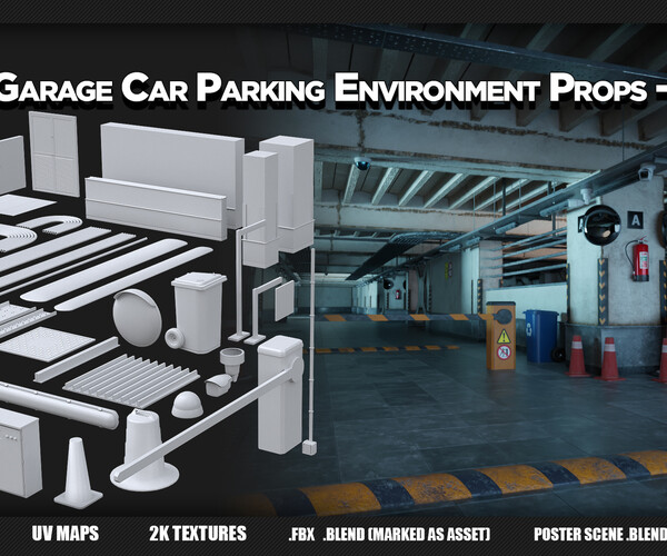 ArtStation - +45 Garage Car Parking Environment Props - KITBASH Vol 3 ...