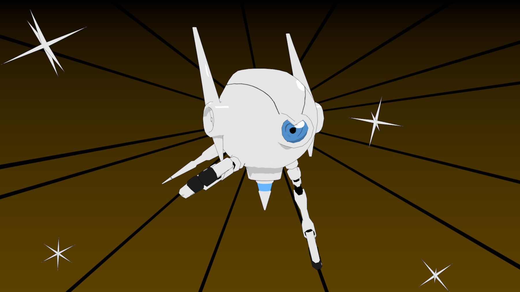 ArtStation - Blue-Eyed Robot Drone anime rigged low poly | Game Assets