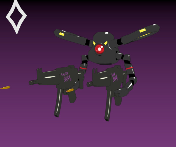 ArtStation - Machinegun Robot Drone anime low poly rigged | Resources