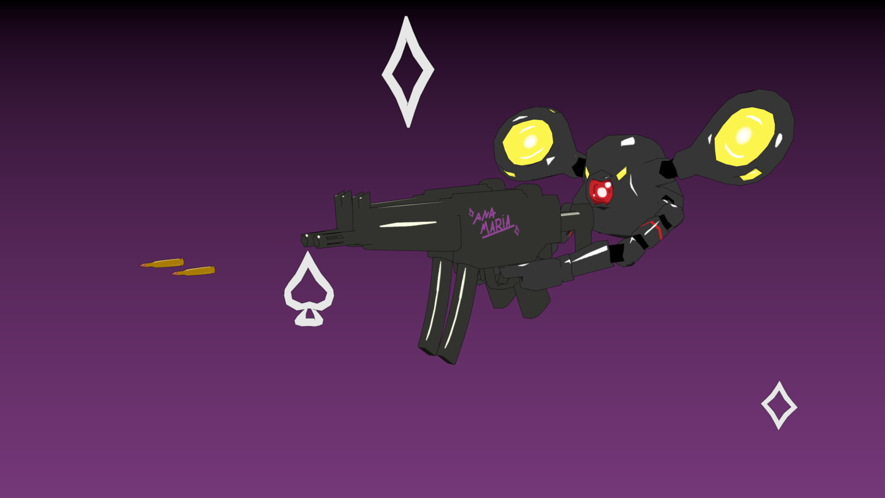 ArtStation - Machinegun Robot Drone anime low poly rigged | Resources