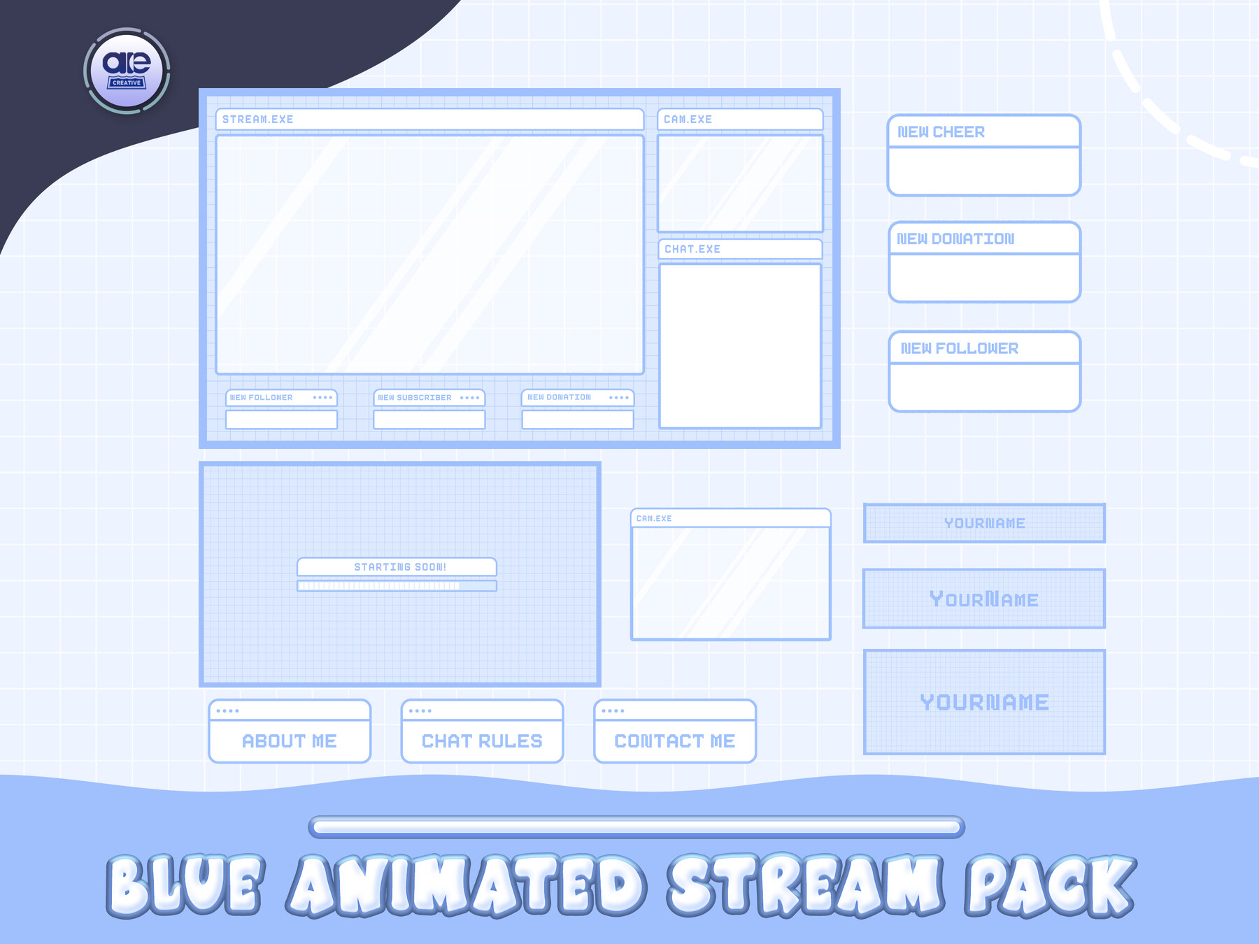 ArtStation - Twitch Overlay Animated Blue, Twitch Overlay Cozy, Twitch ...