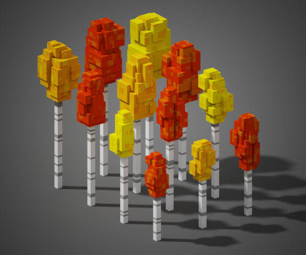 ArtStation - VOXEL Trees - Birch - Autumn | Game Assets