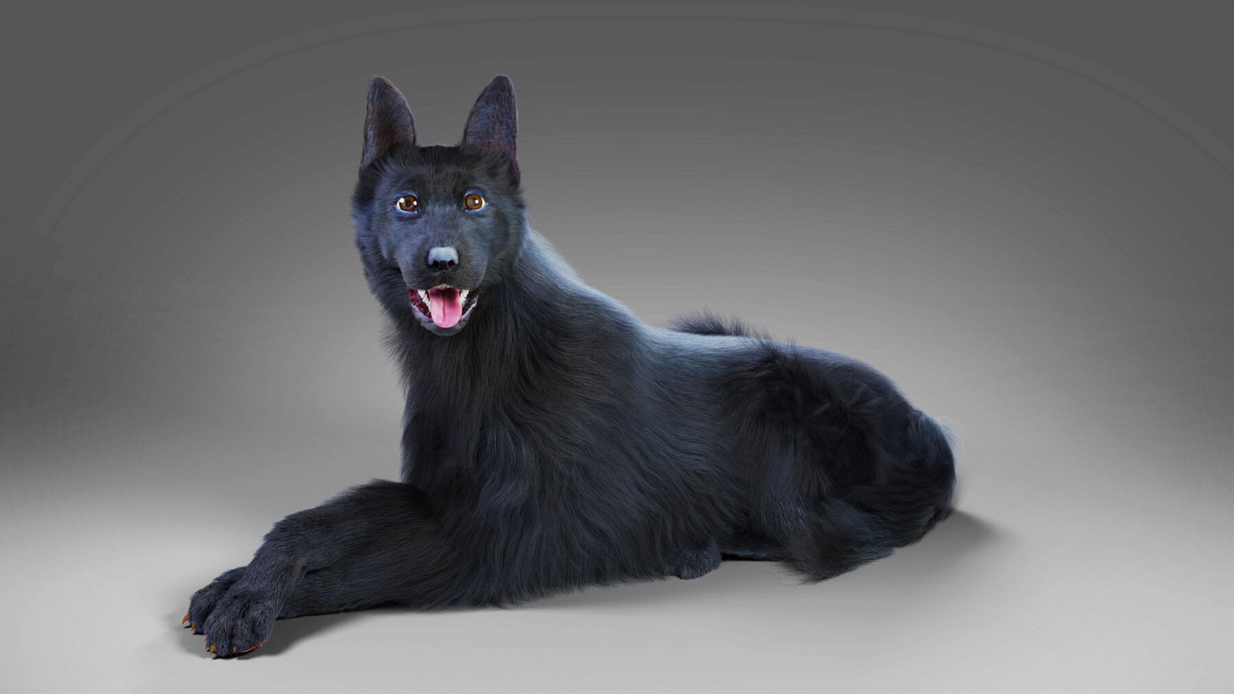 ArtStation - Fur Black Dog Rigged in Blender | Game Assets
