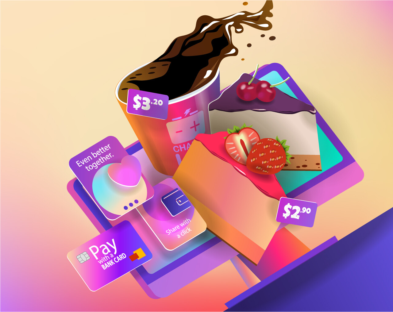 ArtStation - Volumetric fast food interface on the office computer ...