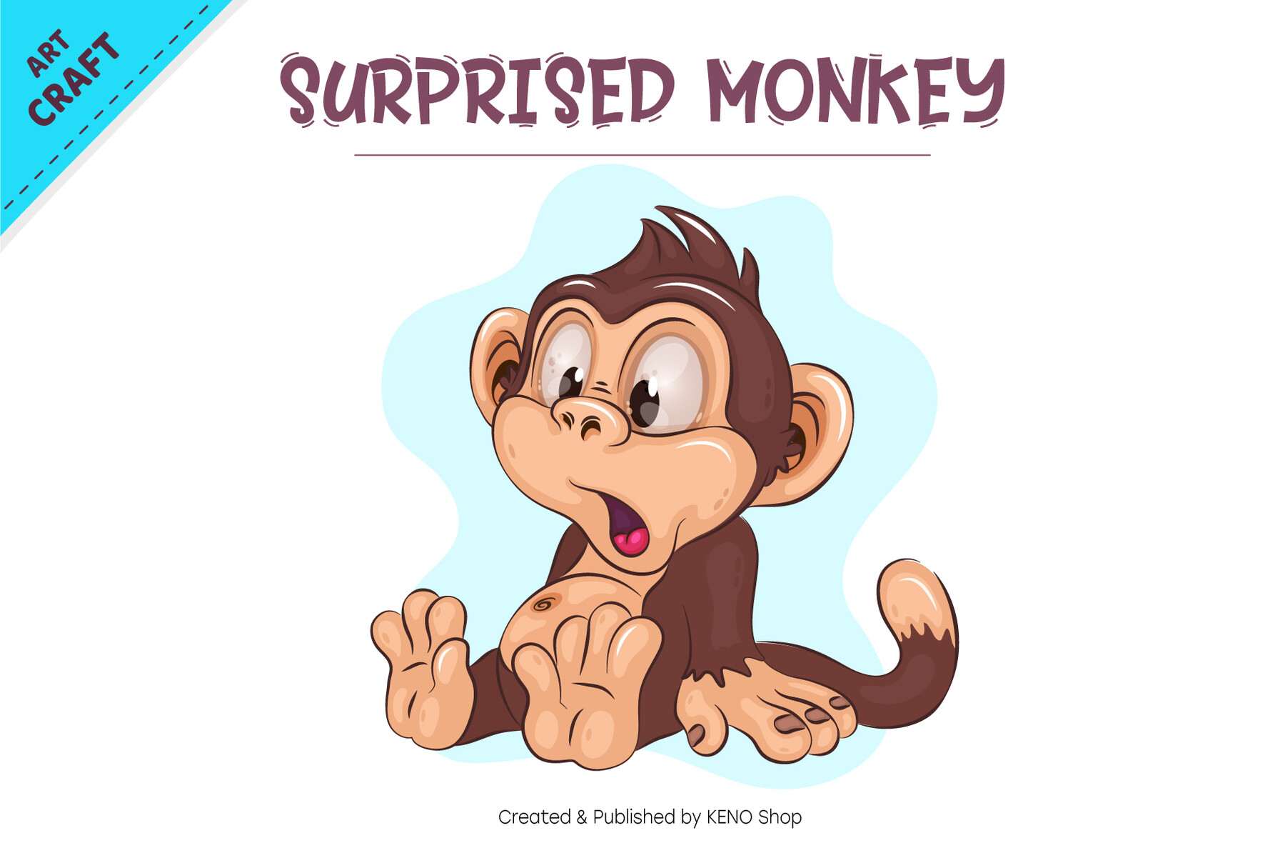 ArtStation - Surprised Cartoon Monkey. Crafting, Sublimation. | Artworks