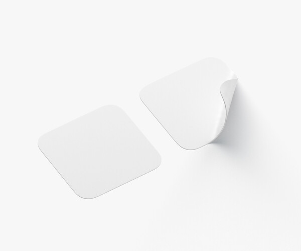 ArtStation - Two White Square Stickers - smooth and curled corners ...