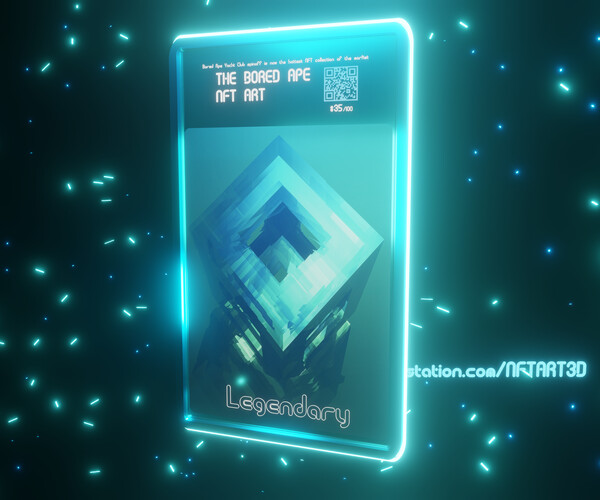 ArtStation - 3D Animated Card Blender Template .blend File NFT Style with Floating Particles in ...