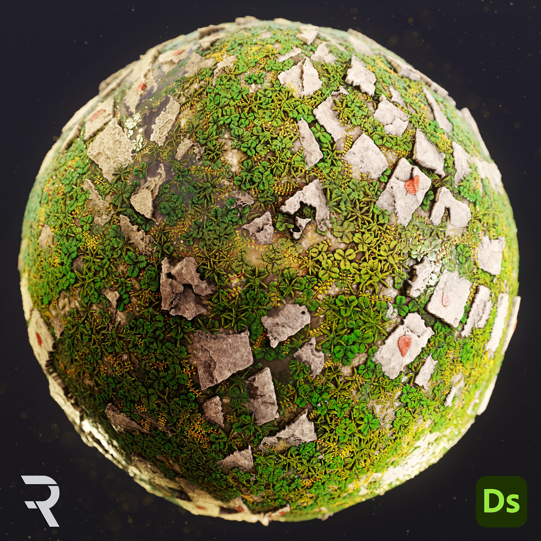 ArtStation - Overgrown Cobblestone Material | Game Assets