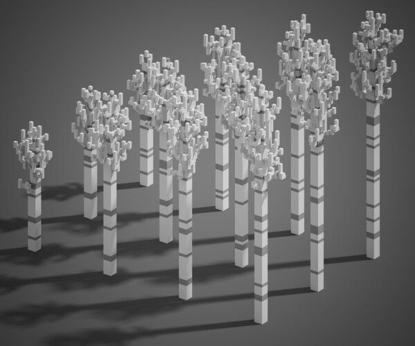 ArtStation - VOXEL Trees - Birch - Winter | Game Assets