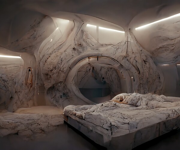 ArtStation - Science Fiction Artwork Chamber with a stone bed | Artworks