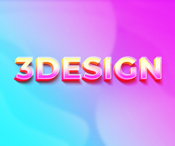 ArtStation - Glossy 3D Design Text Effects, PSD Template File | Artworks