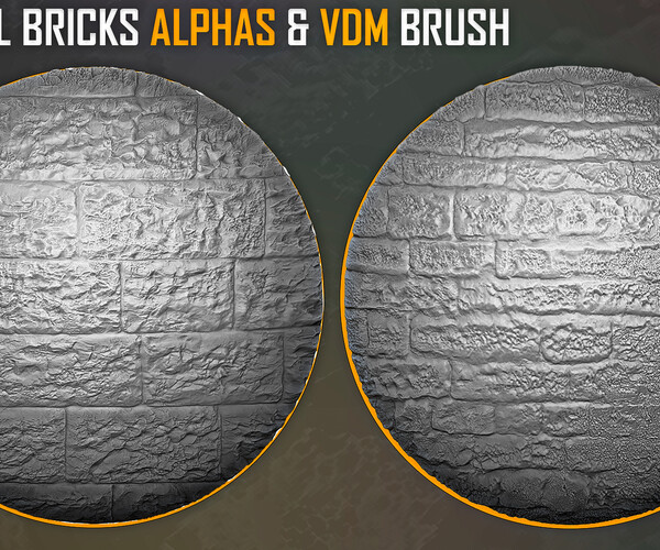 ArtStation - Medieval Bricks Alphas and VDM Brush for ZBrush | Brushes