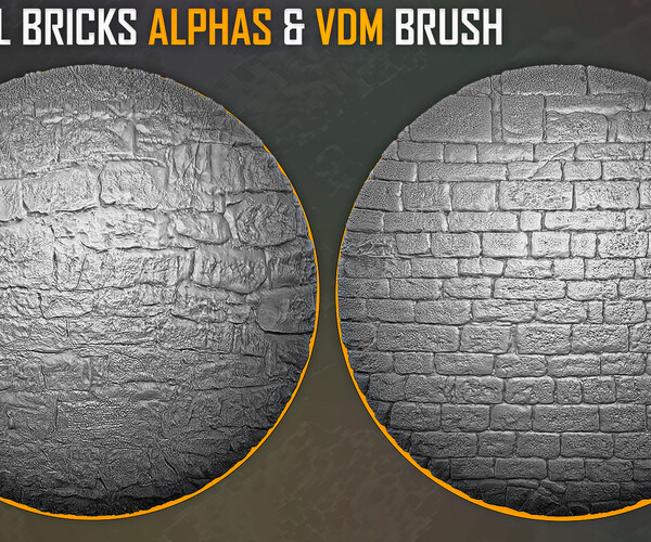 ArtStation - Medieval Bricks Alphas and VDM Brush for ZBrush | Brushes