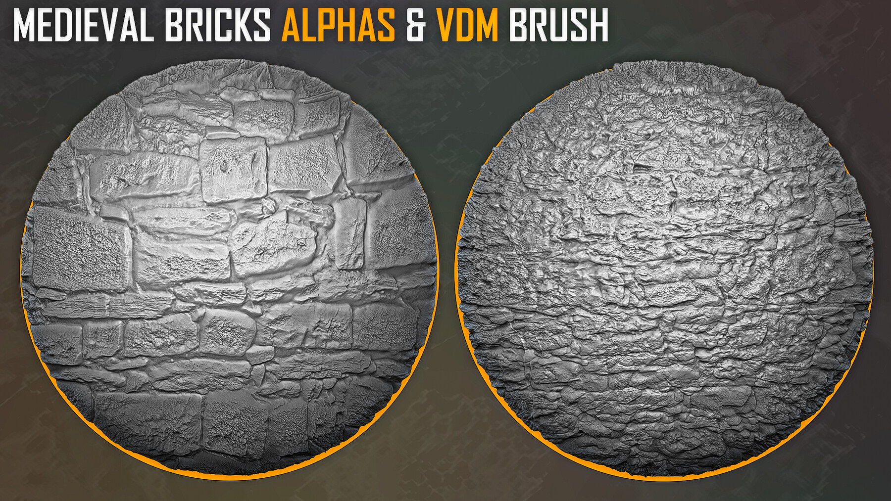 ArtStation - Medieval Bricks Alphas and VDM Brush for ZBrush | Brushes