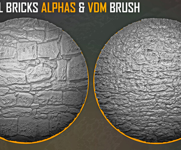 ArtStation - Medieval Bricks Alphas and VDM Brush for ZBrush | Brushes