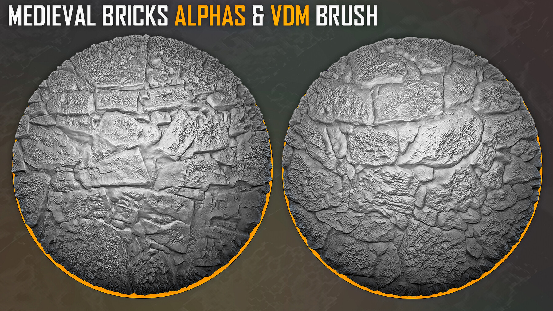 ArtStation - Medieval Bricks Alphas and VDM Brush for ZBrush | Brushes