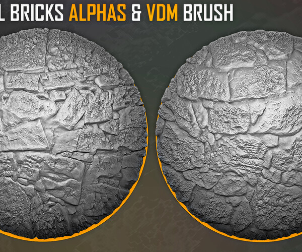 ArtStation - Medieval Bricks Alphas and VDM Brush for ZBrush | Brushes