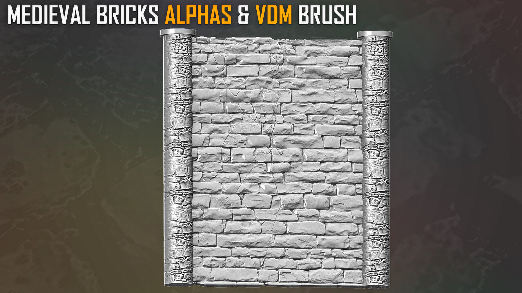 ArtStation - Medieval Bricks Alphas and VDM Brush for ZBrush | Brushes