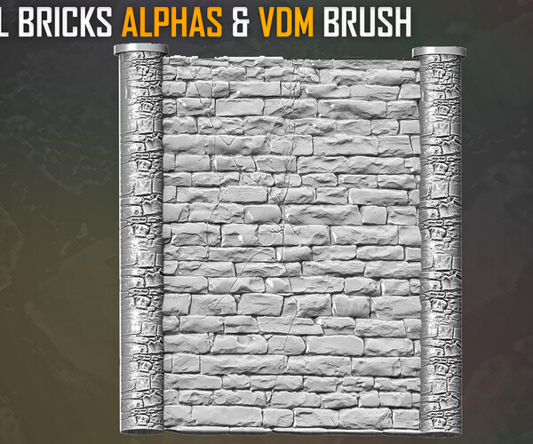 ArtStation - Medieval Bricks Alphas and VDM Brush for ZBrush | Brushes