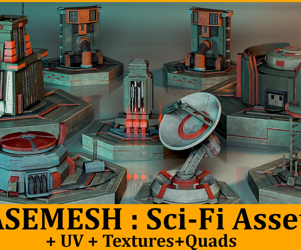 ArtStation - 50 Scifi BaseMesh -Kitbash Vol 1 + Texture | Resources