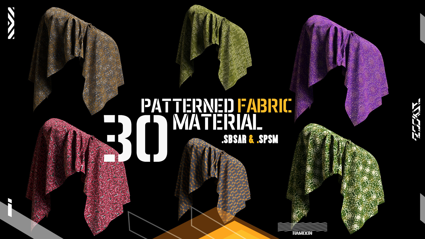 ArtStation - 30 patterned fabric material _ .sbsar & .spsm | Game Assets