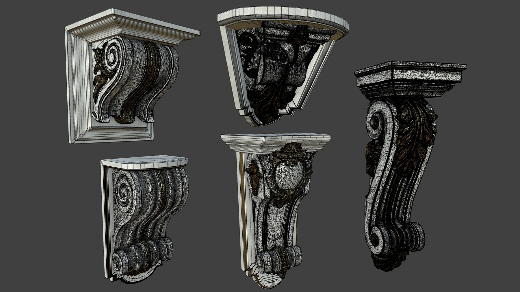 ArtStation - Textured Middle Poly Corbles-Collection 2 - 5 pieces ...