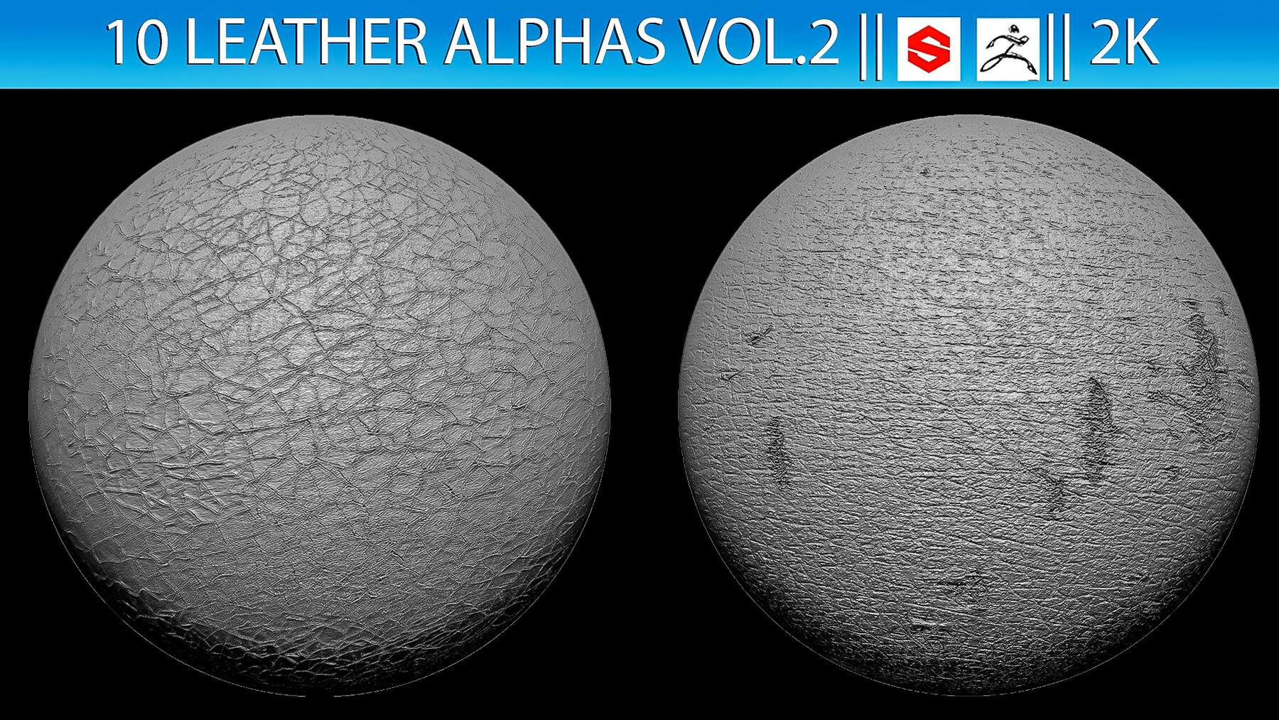 ArtStation - 10 Leather Alphas vol.2 (ZBRush, Substance, 2k) | Brushes