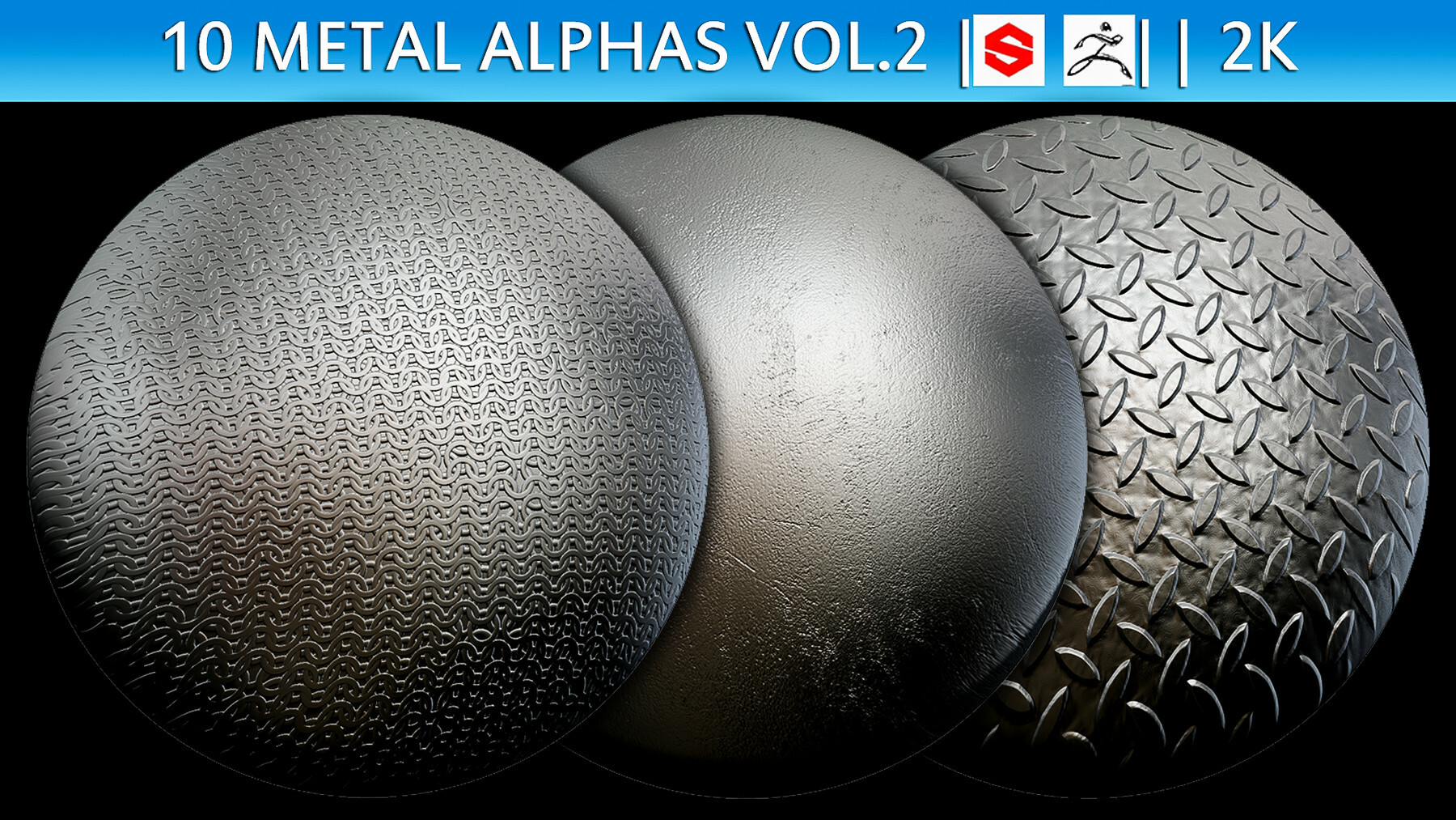 ArtStation - 10 Metal Alphas Vol.2 (ZBrush, Substance, 2K) | Brushes