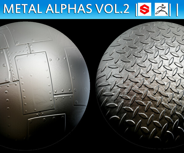 ArtStation - 10 Metal Alphas Vol.2 (ZBrush, Substance, 2K) | Brushes