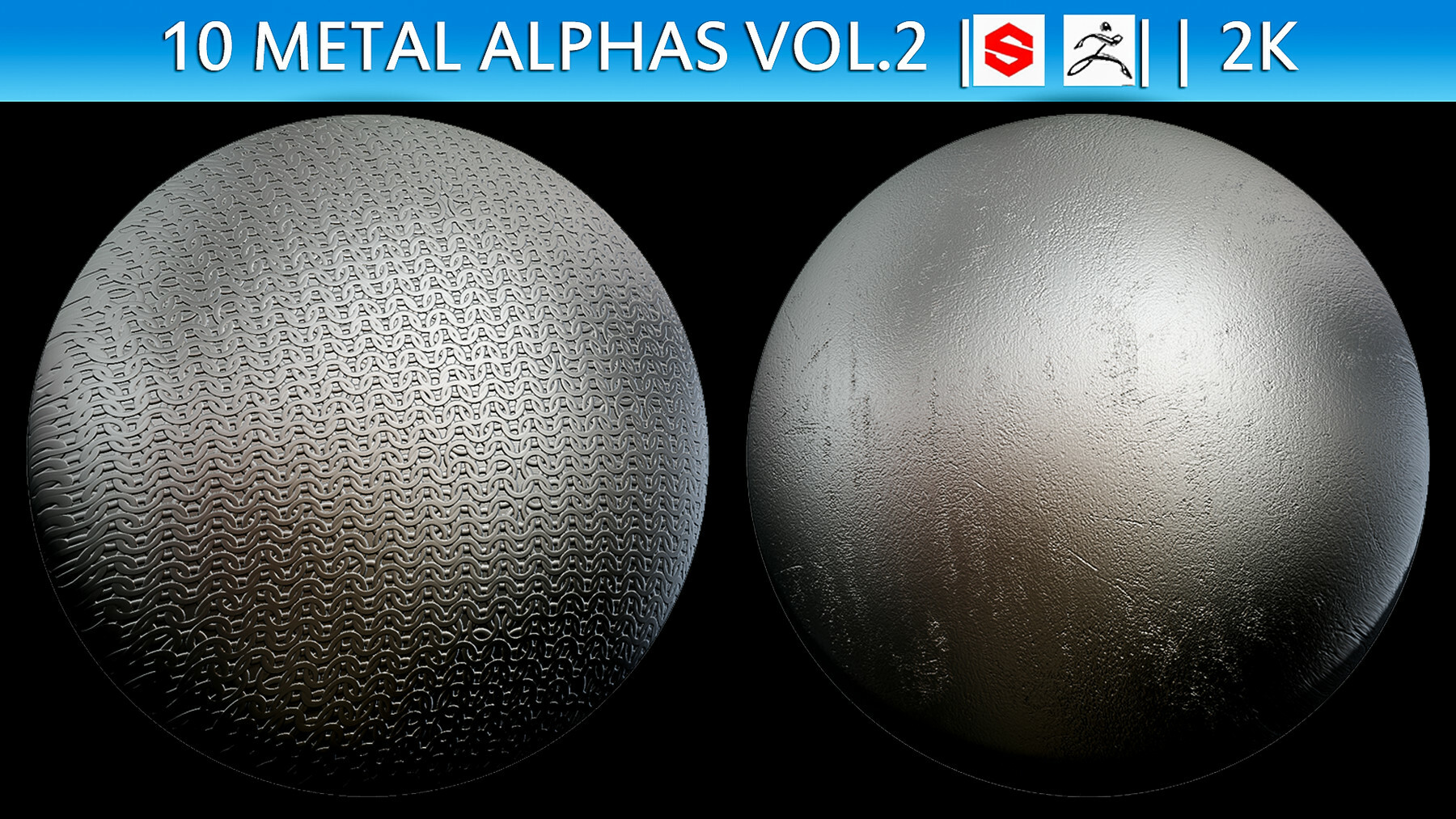 ArtStation - 10 Metal Alphas Vol.2 (ZBrush, Substance, 2K) | Brushes