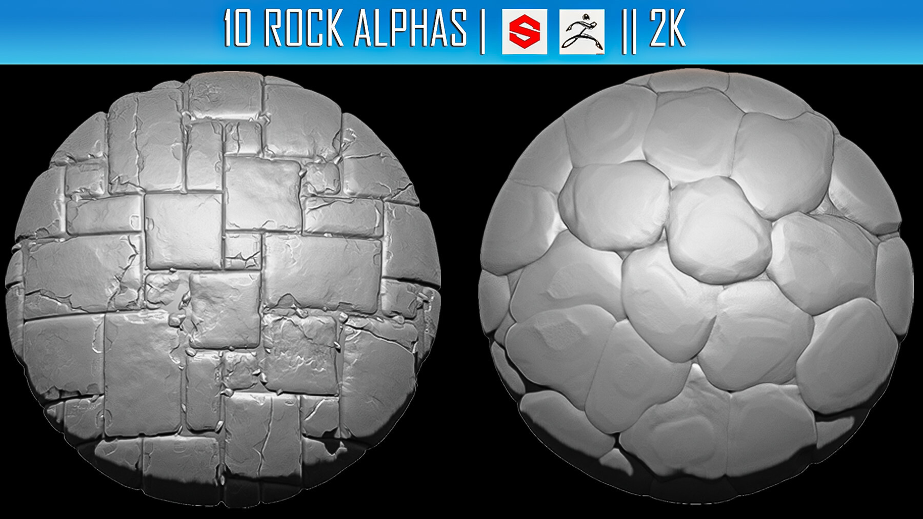 ArtStation - 10 Rock Alphas (ZBRush, Substance, 2K) | Brushes