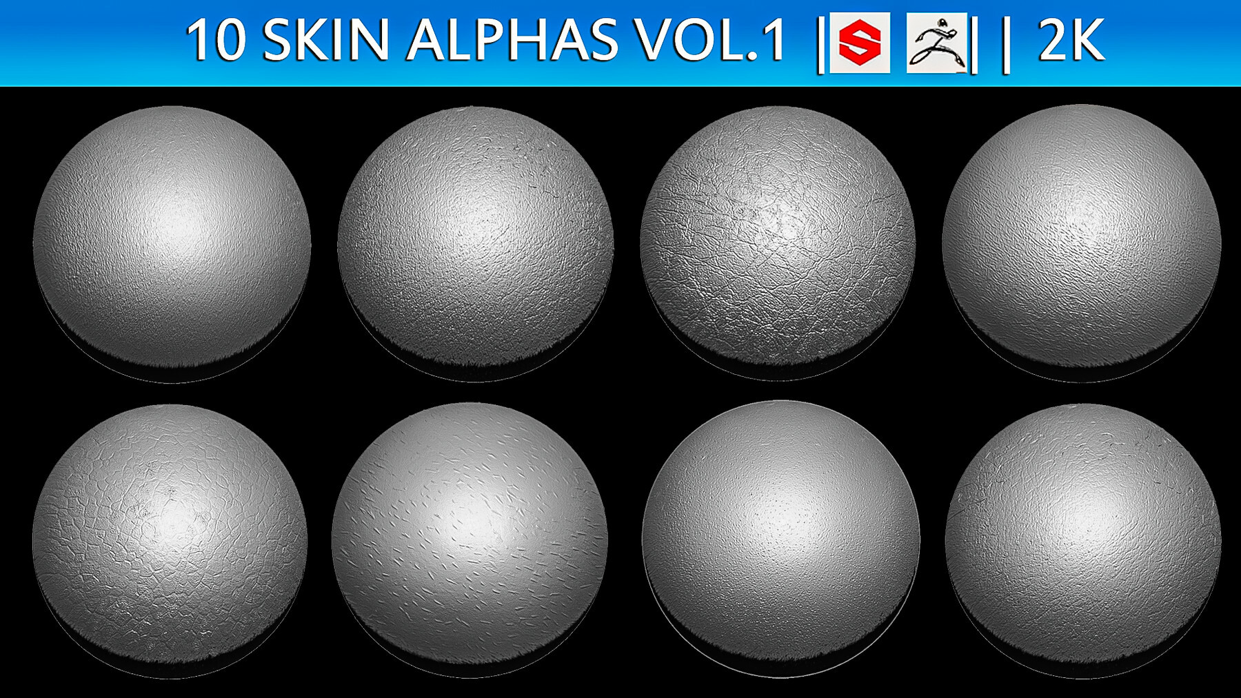 ArtStation - 10 Skin Alphas (ZBRush, Substance, 2K) | Brushes