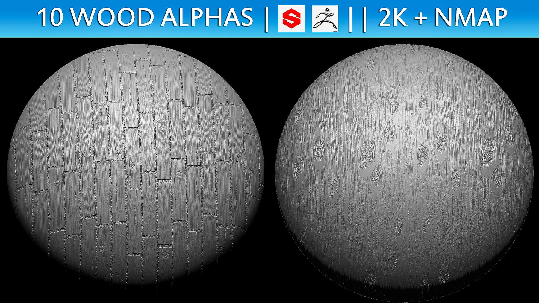 ArtStation - 10 Wood Alphas Vol.1 (ZBrush, Substance, 2K + Normal map ...