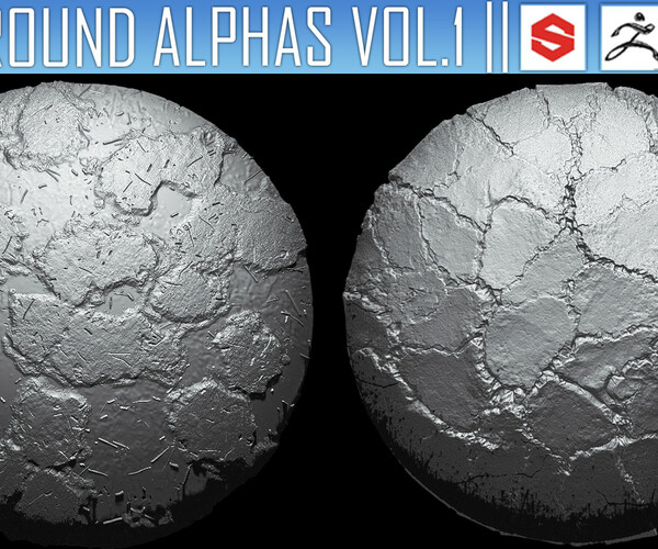 ArtStation - 10 Ground Alphas Vol.1 (ZBrush, Substance, 2K) | Brushes