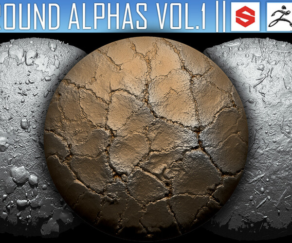 ArtStation - 10 Ground Alphas Vol.1 (ZBrush, Substance, 2K) | Brushes
