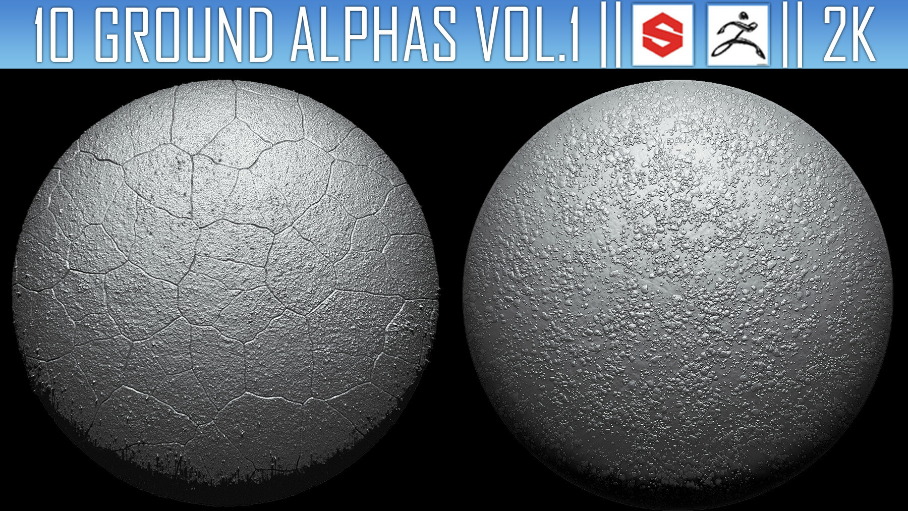 ArtStation - 10 Ground Alphas Vol.1 (ZBrush, Substance, 2K) | Brushes