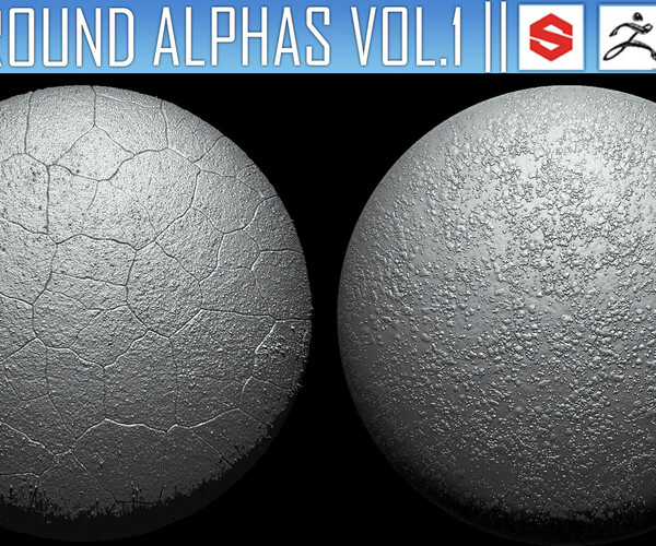 ArtStation - 10 Ground Alphas Vol.1 (ZBrush, Substance, 2K) | Brushes