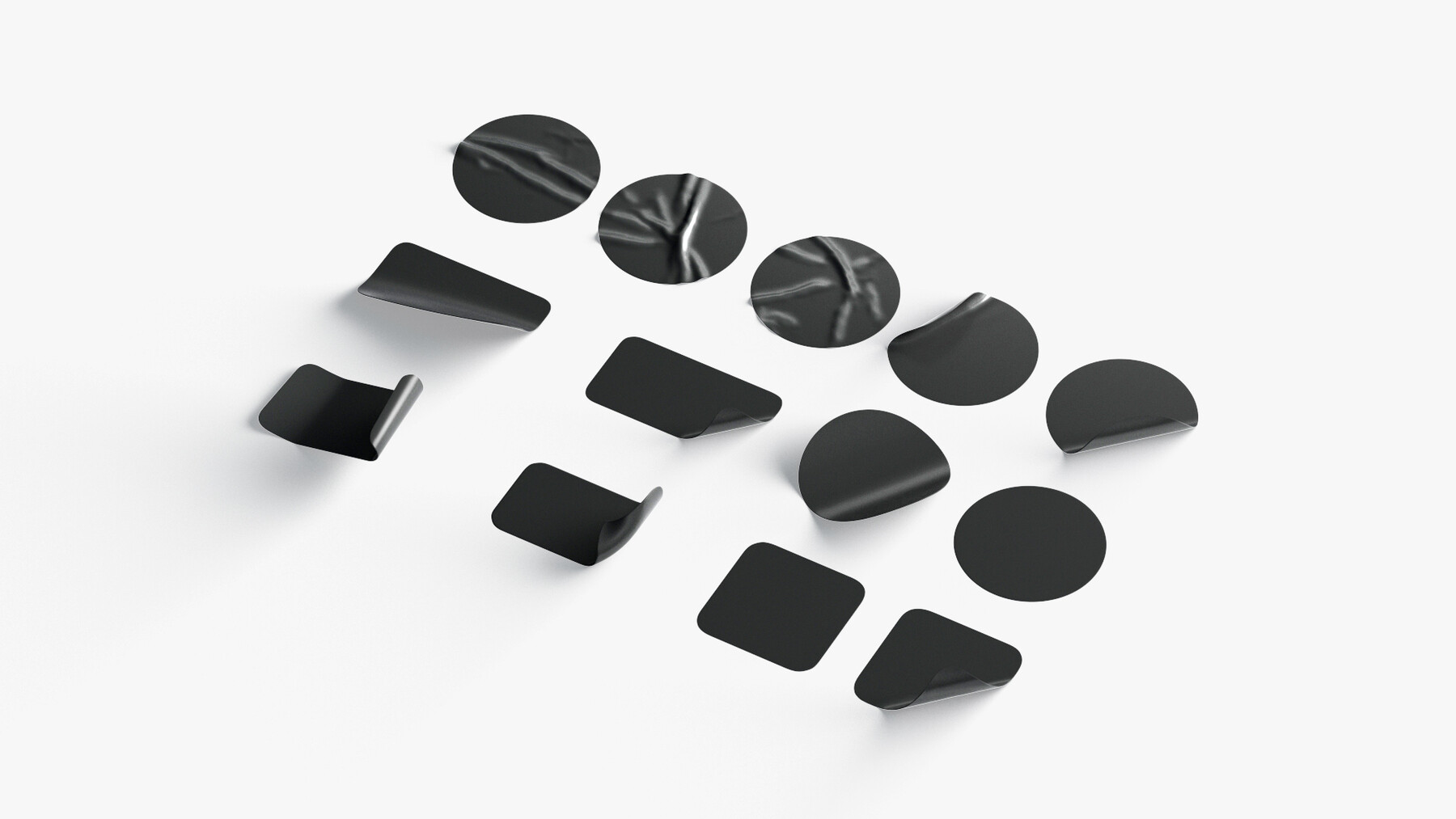 ArtStation - Black Stickers Set - 13 adhesive round and square sticky ...