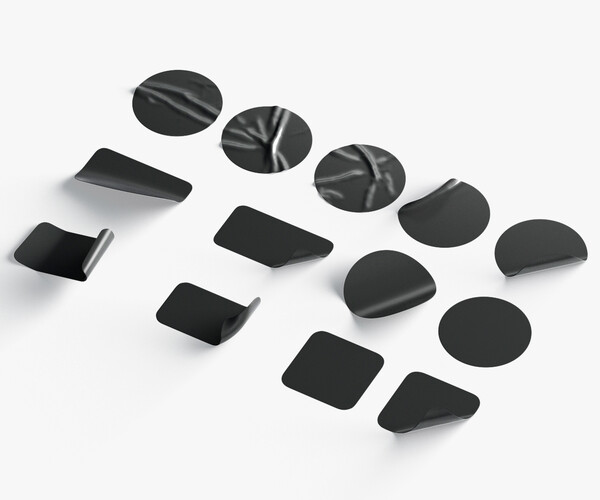 ArtStation - Black Stickers Set - 13 adhesive round and square sticky ...