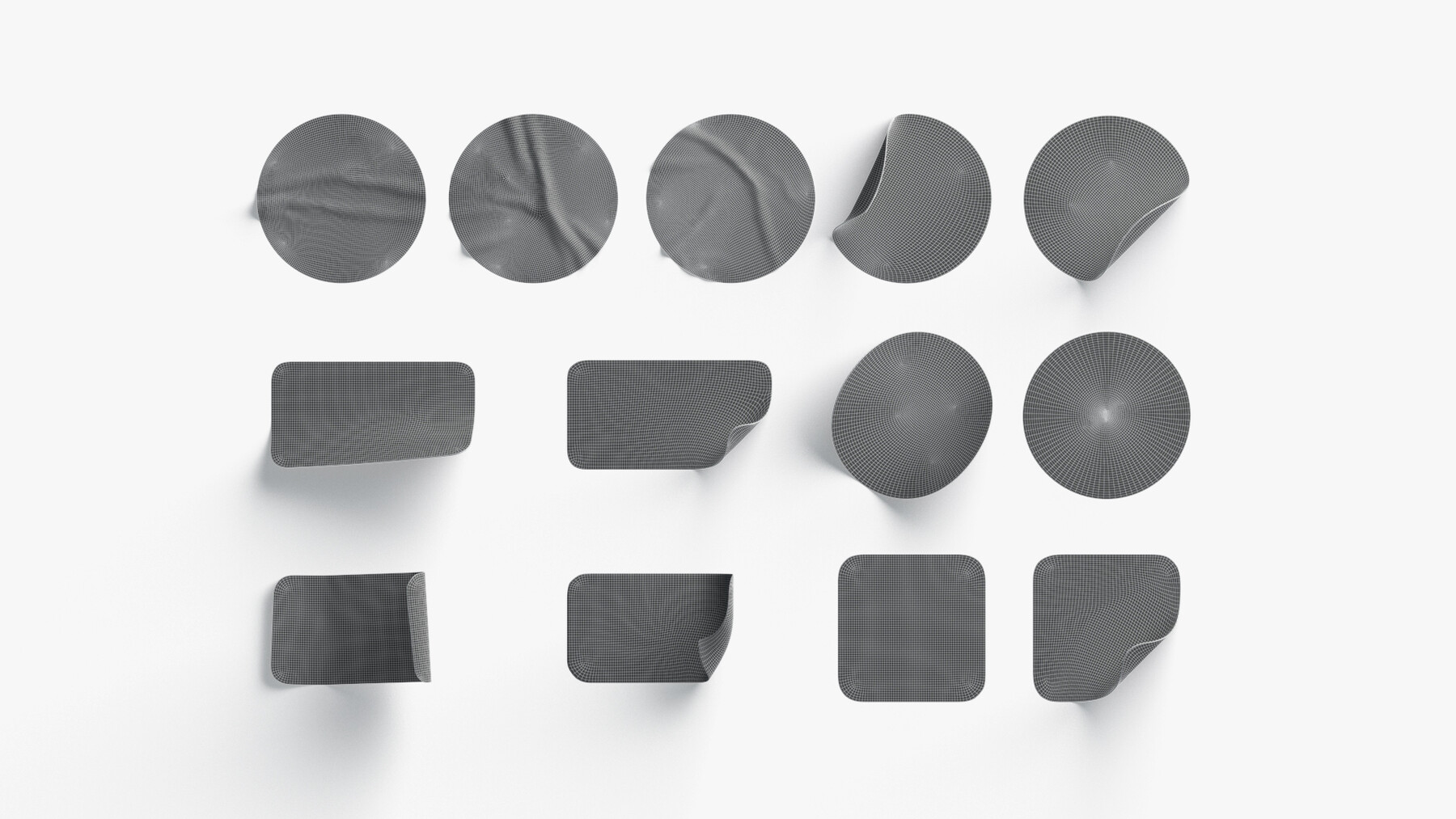 ArtStation - Black Stickers Set - 13 adhesive round and square sticky ...