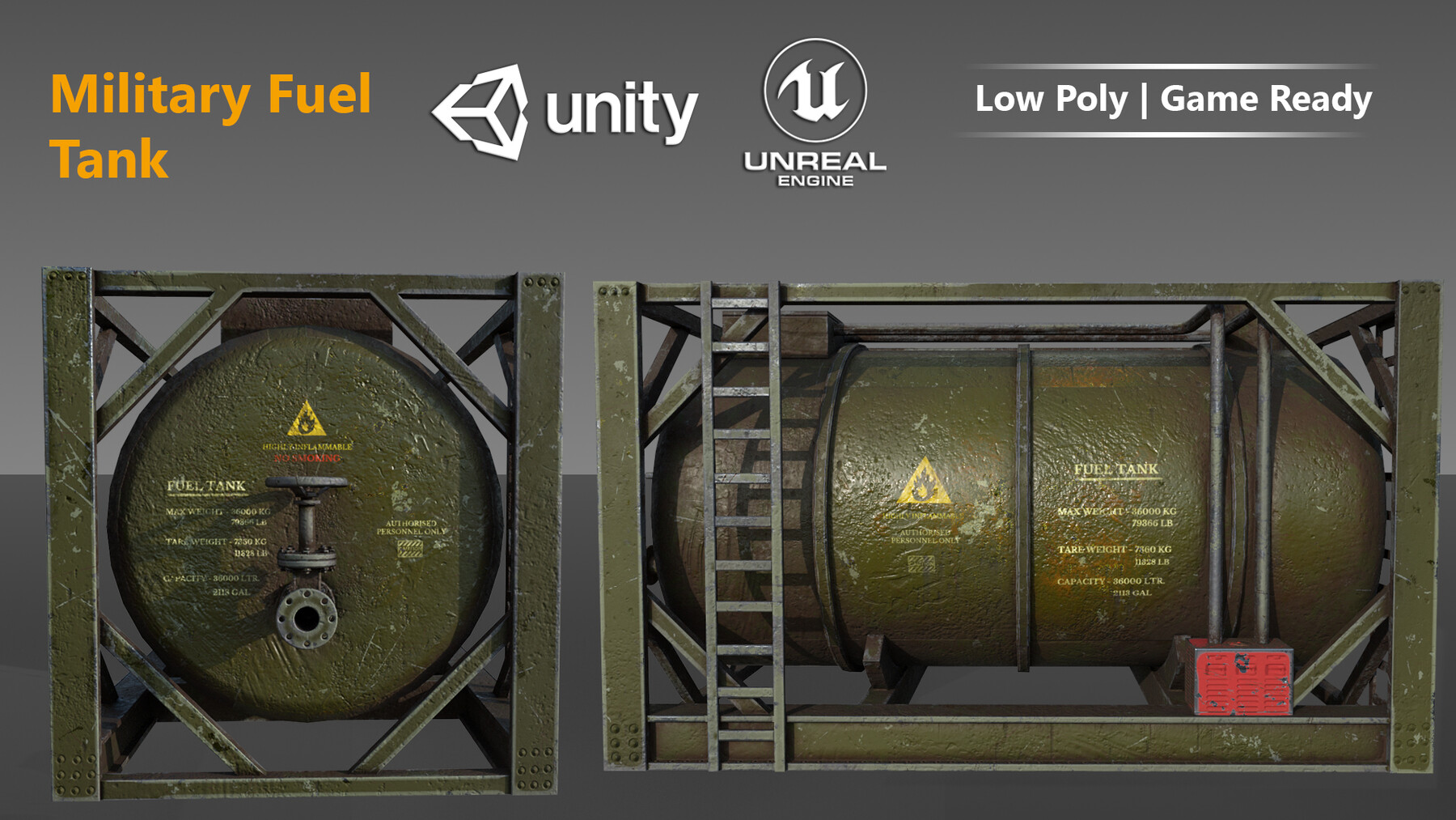 ArtStation - Military Fuel Tank - Low Poly - Game Ready | Game Assets